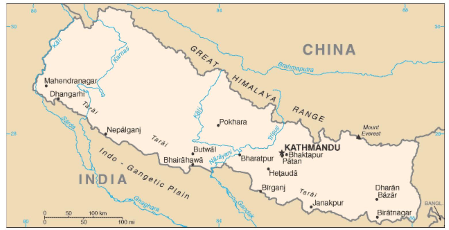2 map of nepal with main rivers courtesy of the university