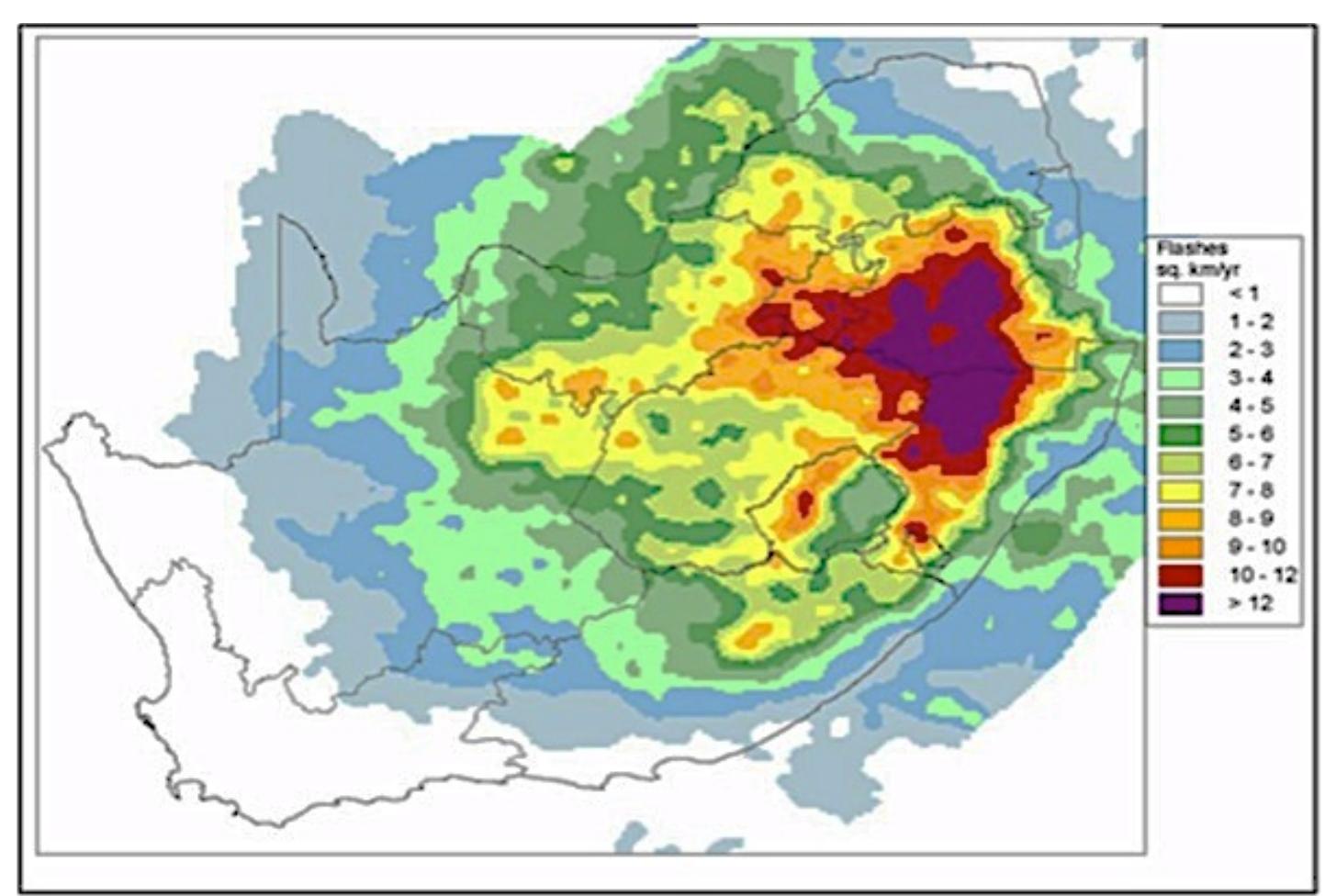2: lightning ground flash density map based on data