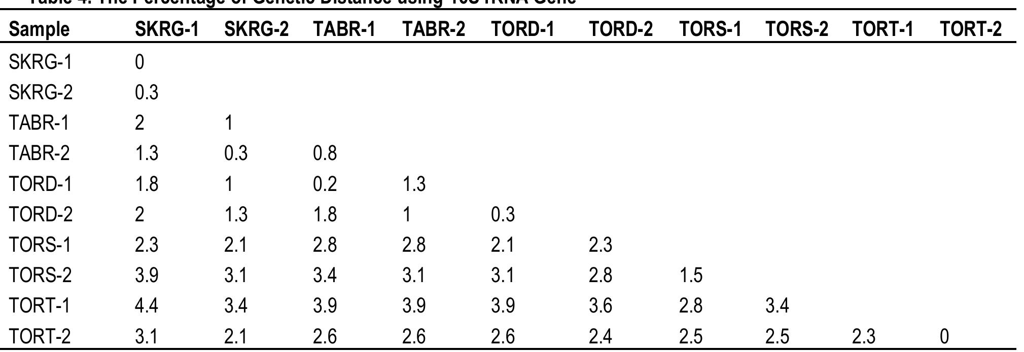 4 based on 6s rrna gene included consistency of phylogenetic