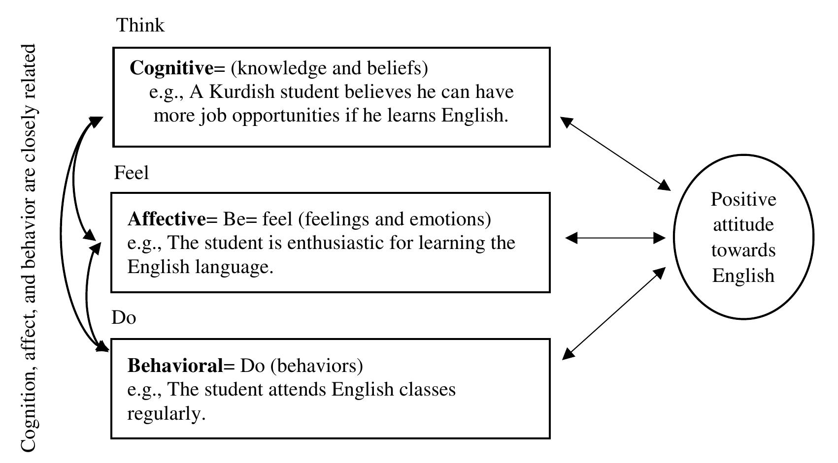 The three components of attitude (adapted from robbins et