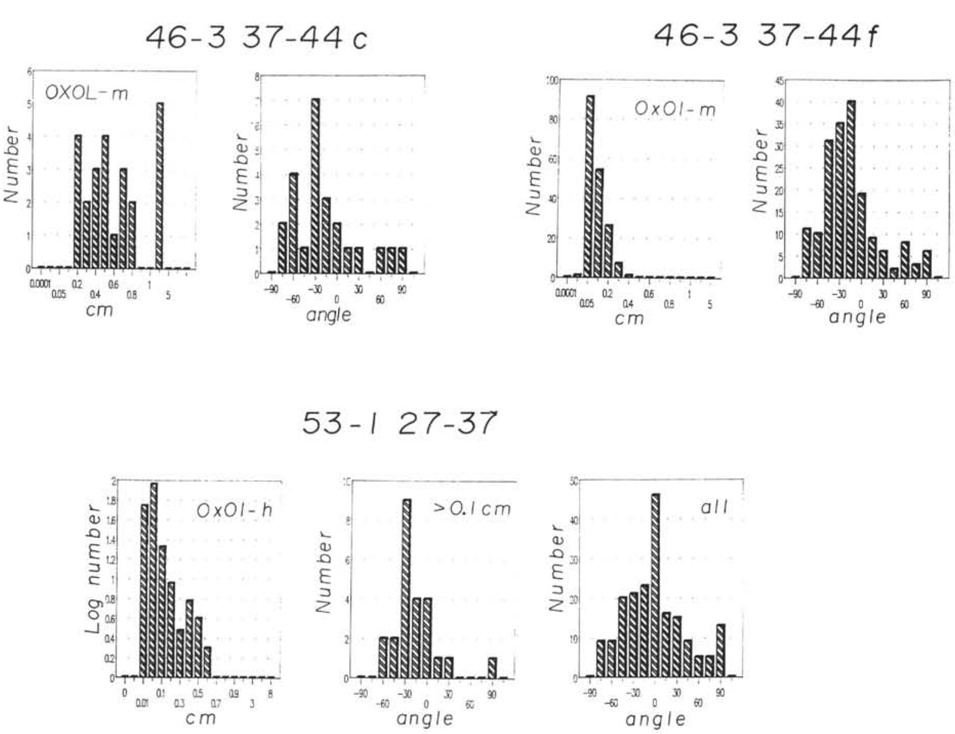 Size and orientation histograms for plagioclase populations
