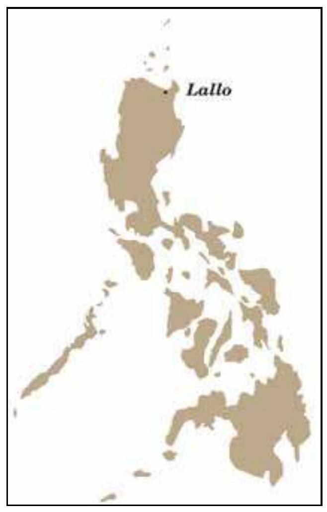 Map of the philippines showing lallo cagayan. map showing