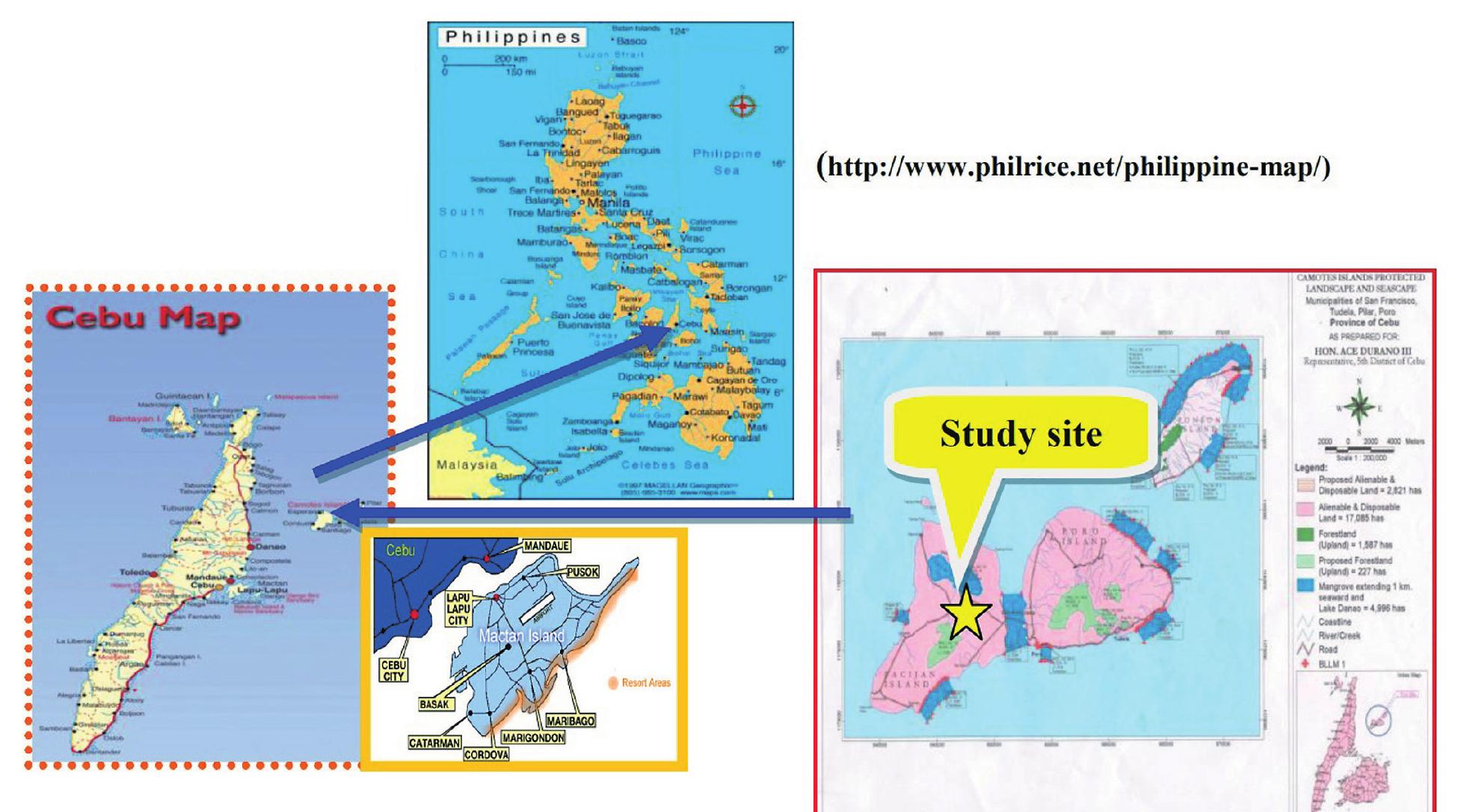 Map of camotes island where pacijan island is located as the