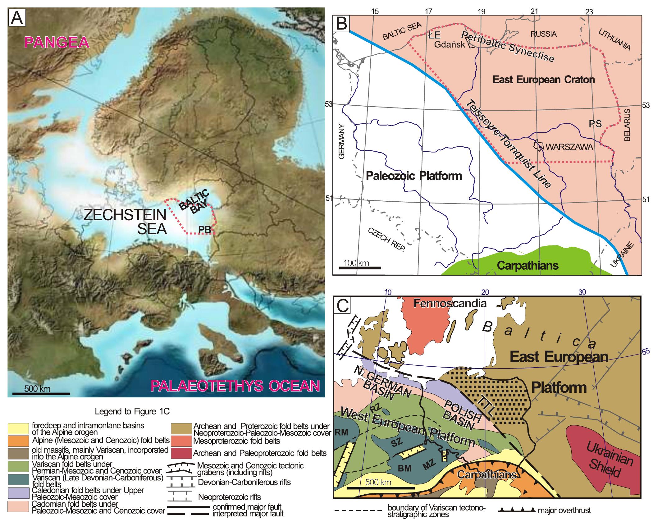 A — palaeogeography of europe during the late permian (after