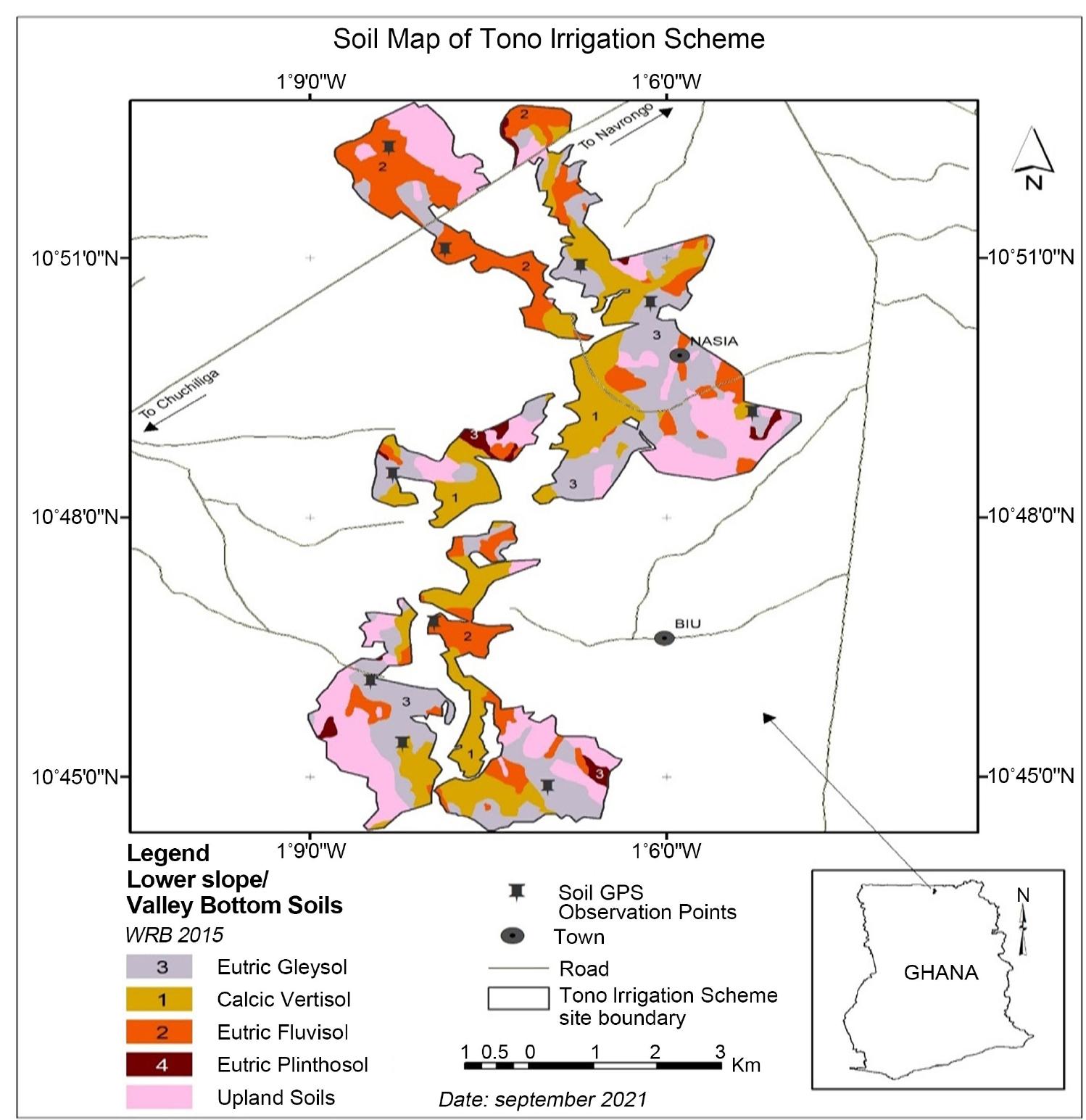Soil map of tono irrigation scheme, with emphasis on the