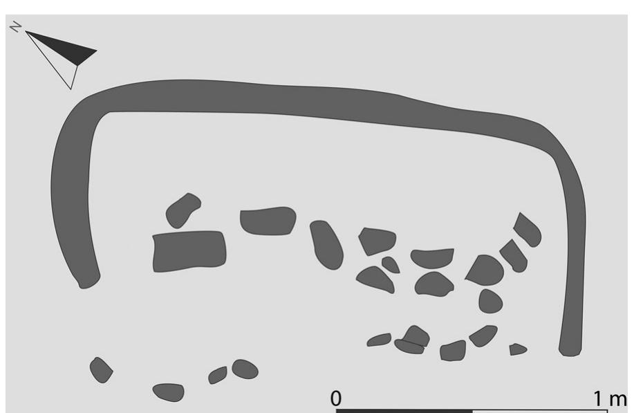 Schematic drawing of romula glass furnace no. 1; wall with