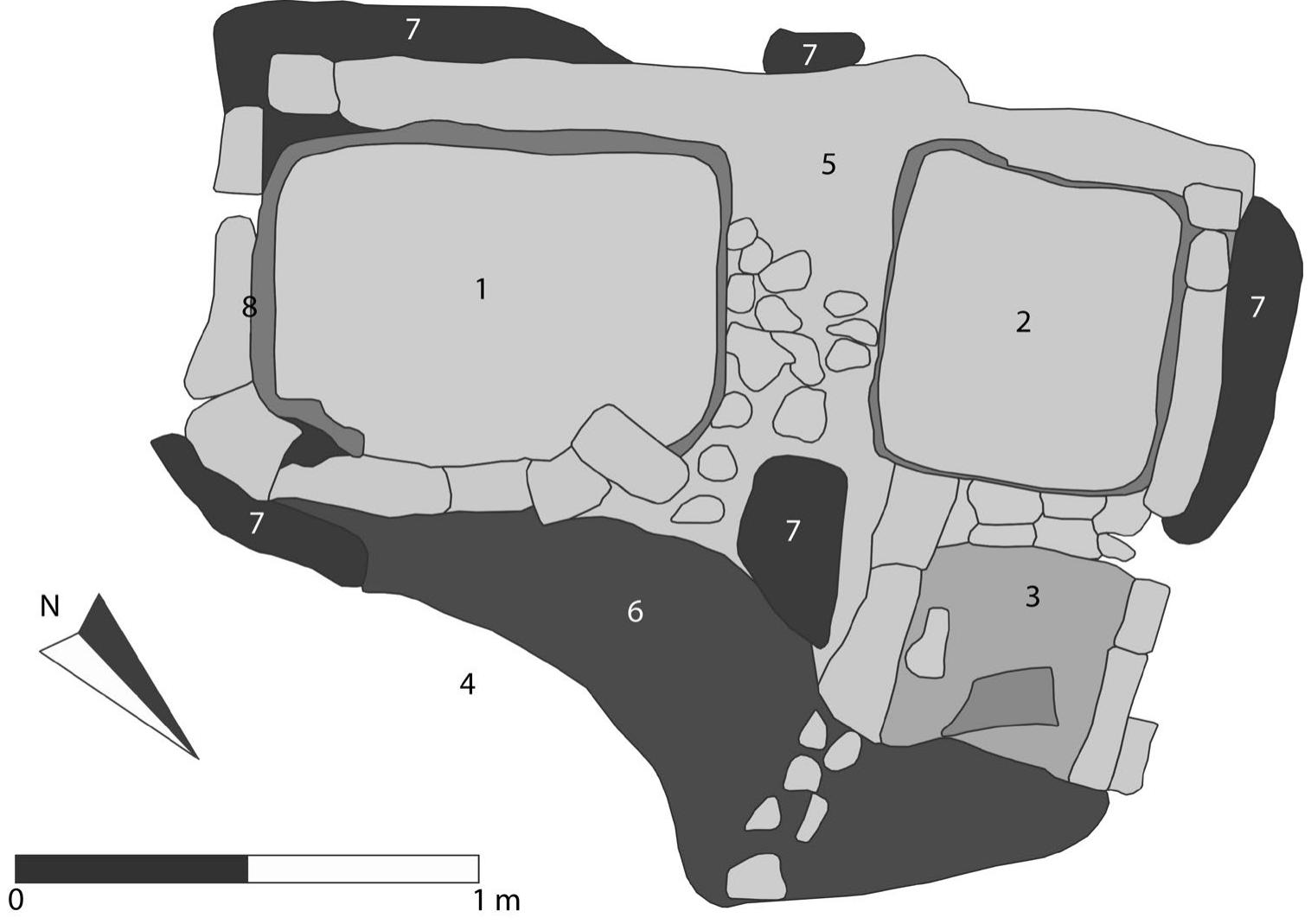 Schematic drawing of romula glass furnace no. 2: 1, glass