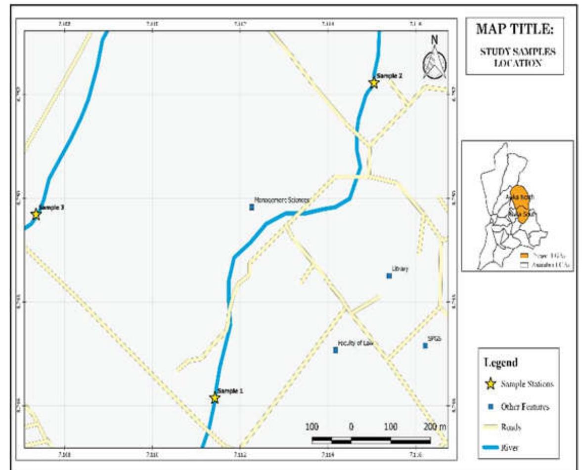 Map of awka showing the study locations of offices,