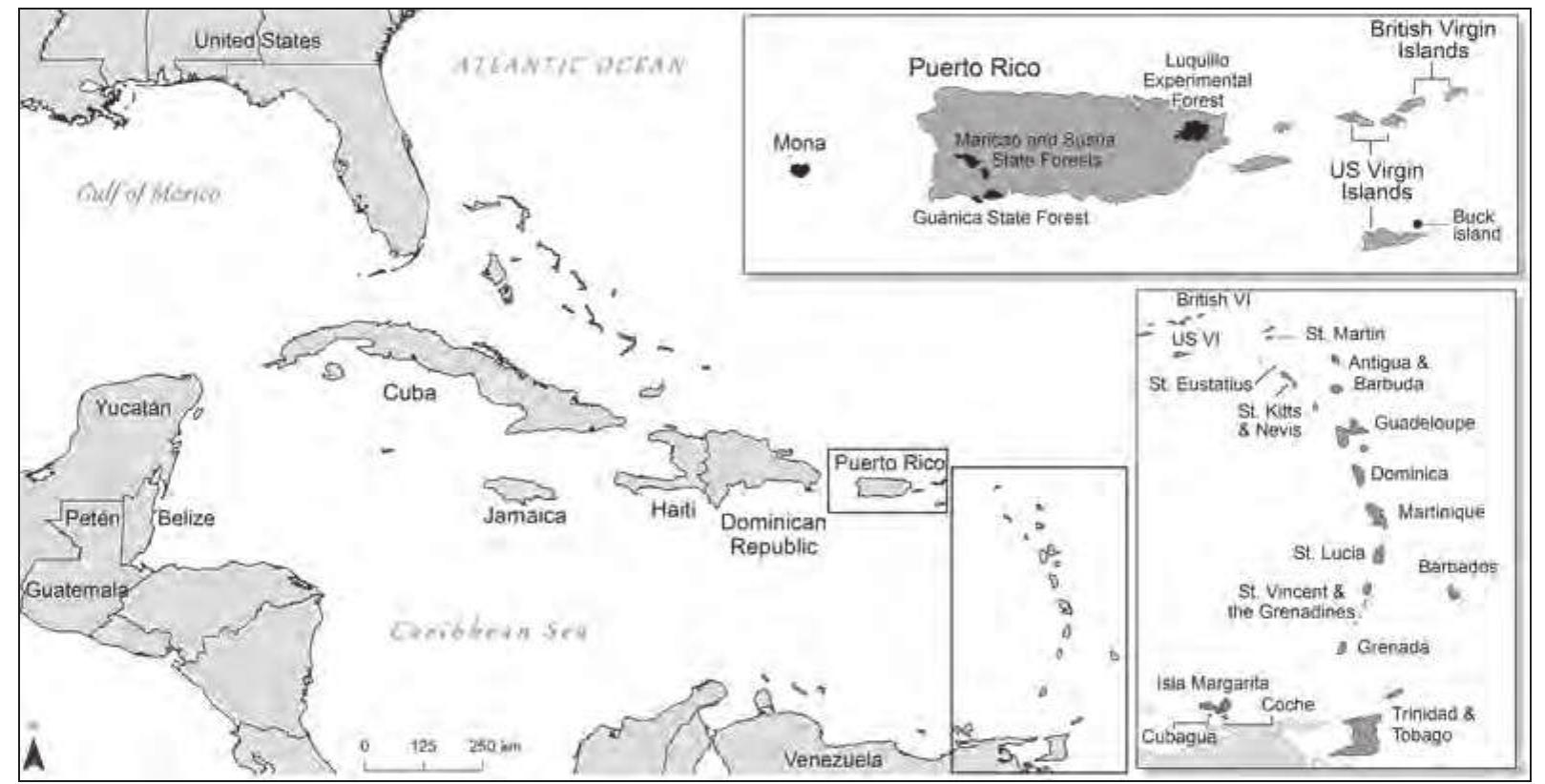 |. map of the caribbean showing the locations of islands and