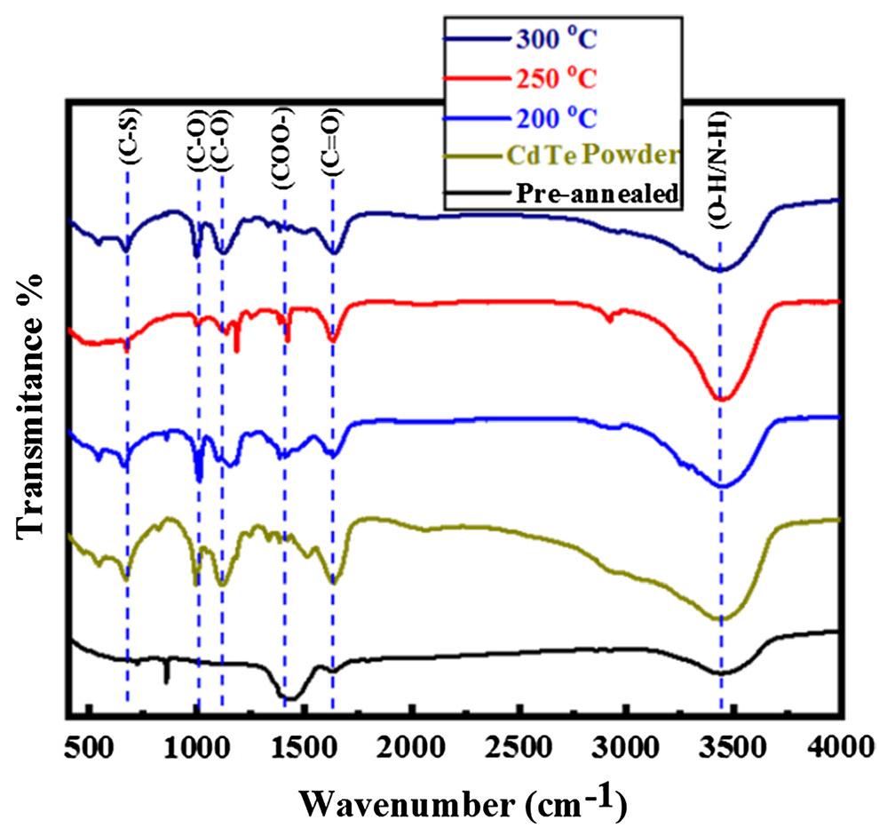 Ftir spectra of cdte thin films synthesized by spin coating