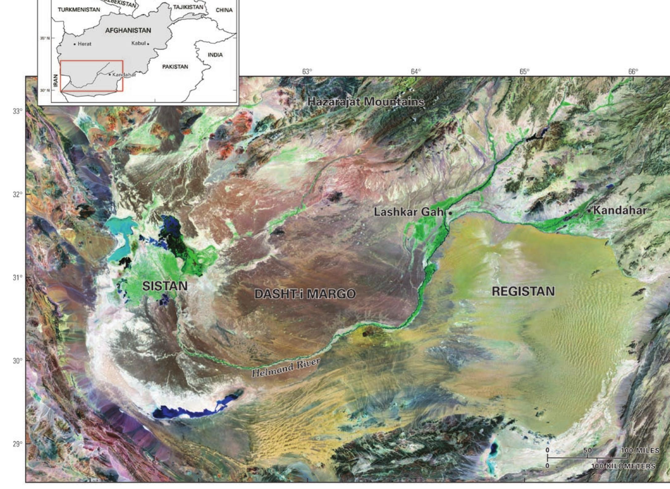 Landsat 5 image showing the lower helmand basin in southern
