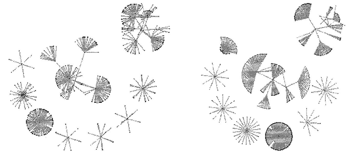Results of the move algorithm for (a) hex layout (b) tree