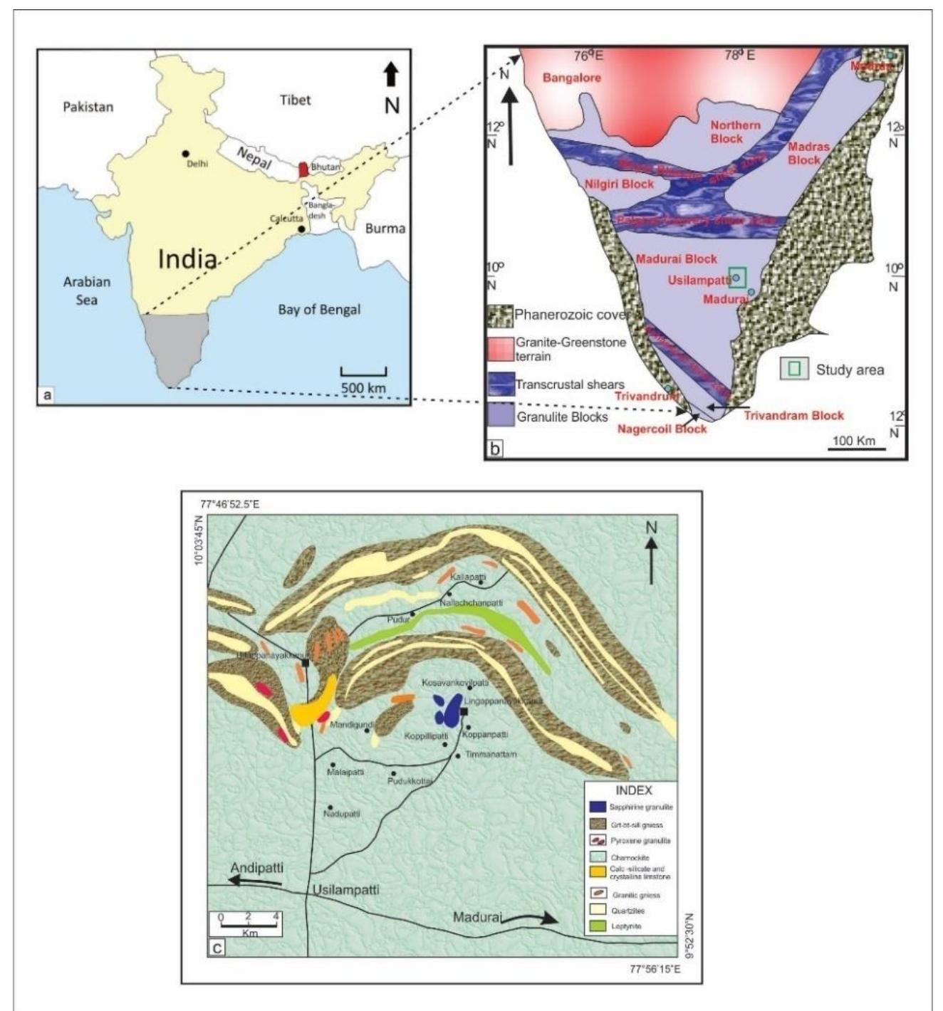 (a) reference map of india; (b) map of south india showing