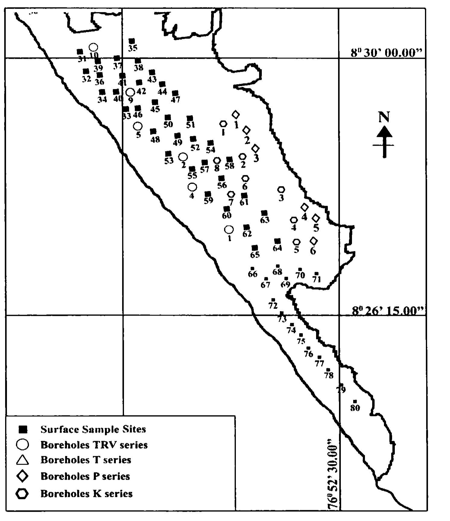 4.b. the map showing sample locations in the southern part