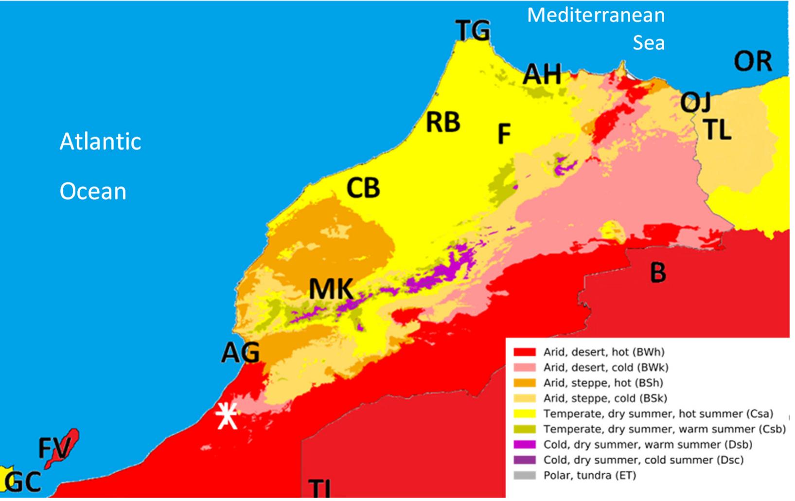 Koppen-geiger climate classification map for the studied