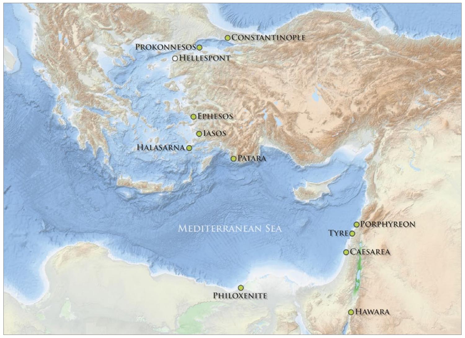 Map of the eastern mediterranean showing the location of