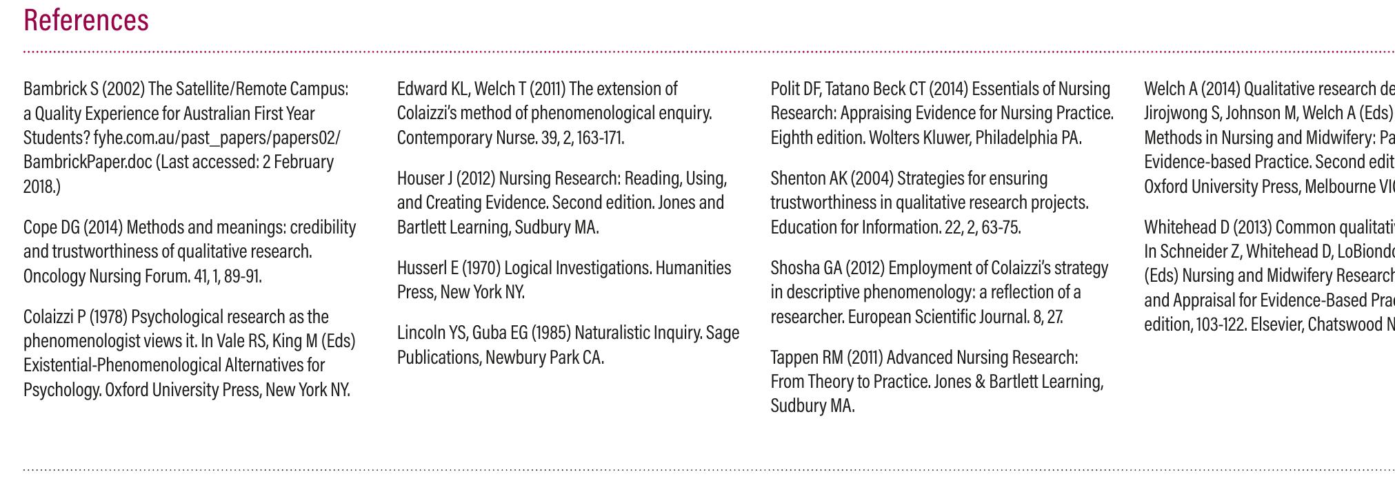 Table 4 - Using Colaizzi’s Method of Data Analysis to