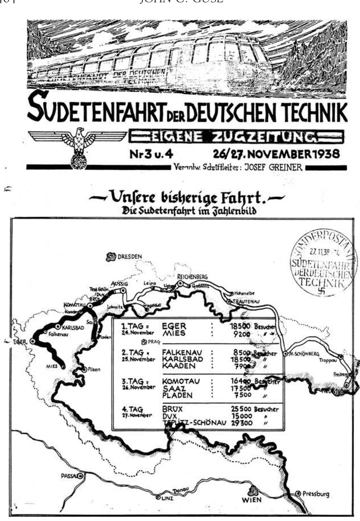 The train newsletter showing the sudenten voyage itinerary