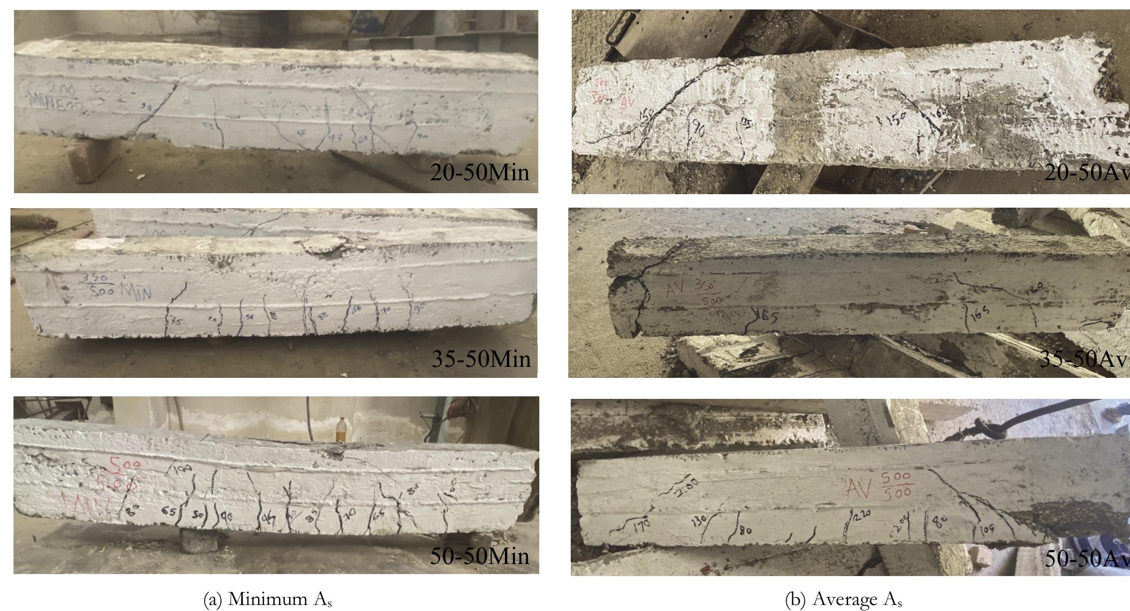 Crack pattern using concrete strength 50 mpa in tension zone
