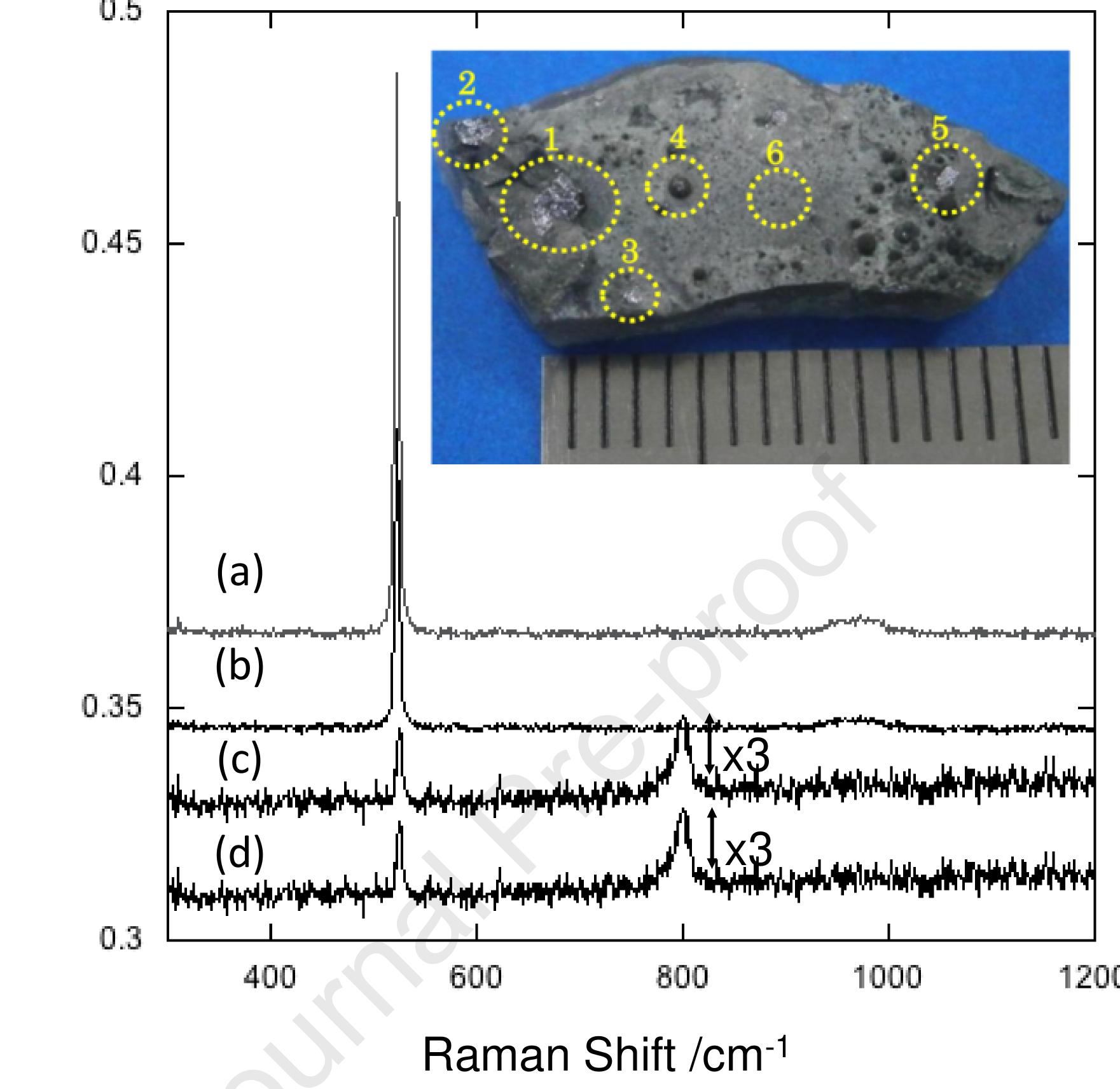 Raman spectra of (a) area 1 in inset, (b) powdered si wafer,
