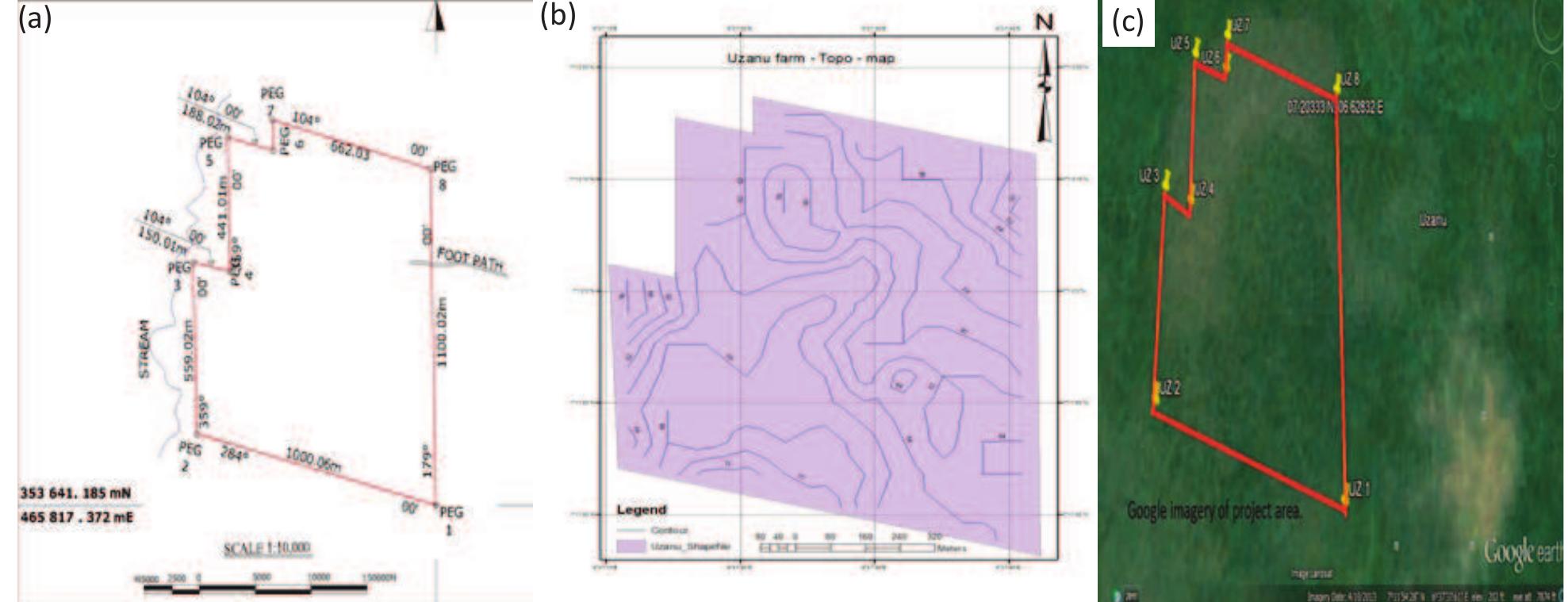 Location map of the 100 hectare land in edo state (a),