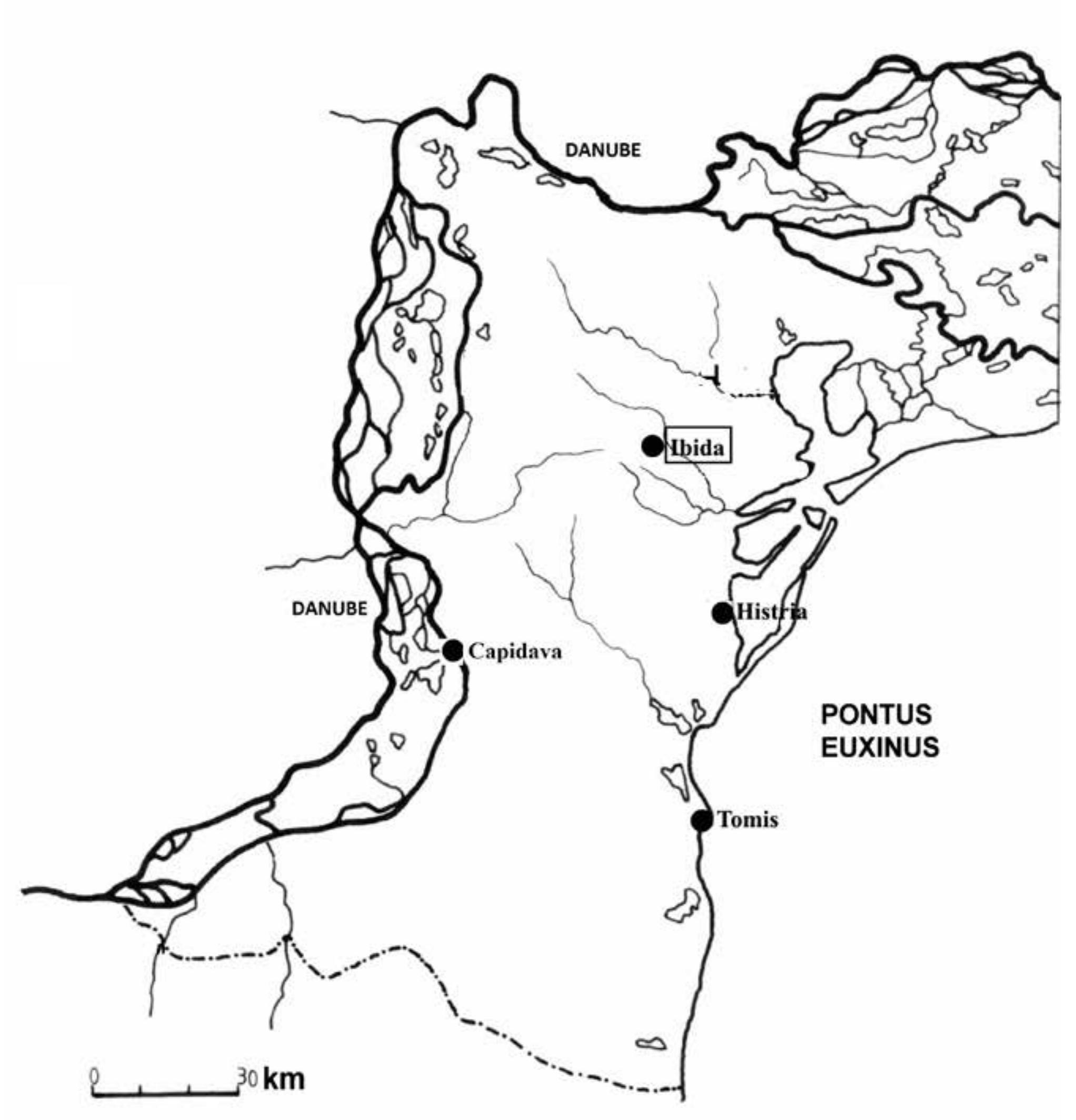 - map of scythia province with the localisation of ibida
