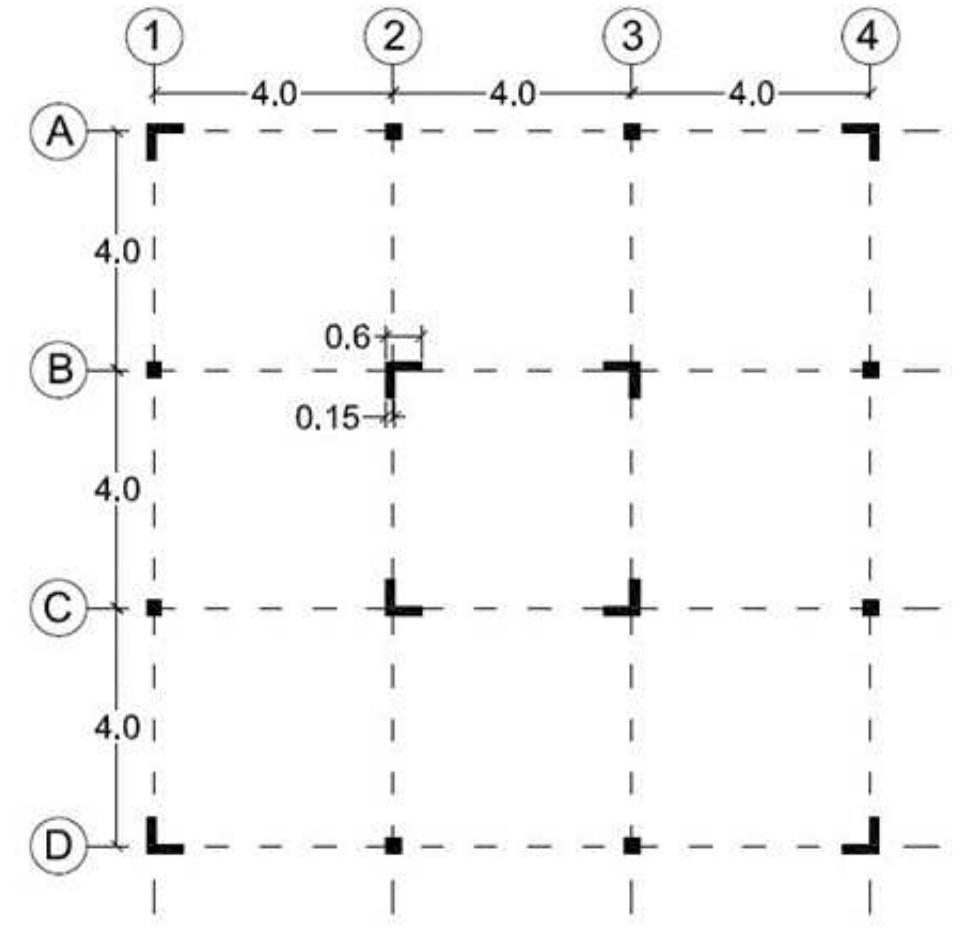 Structural plan of shear wall bracing (design c)