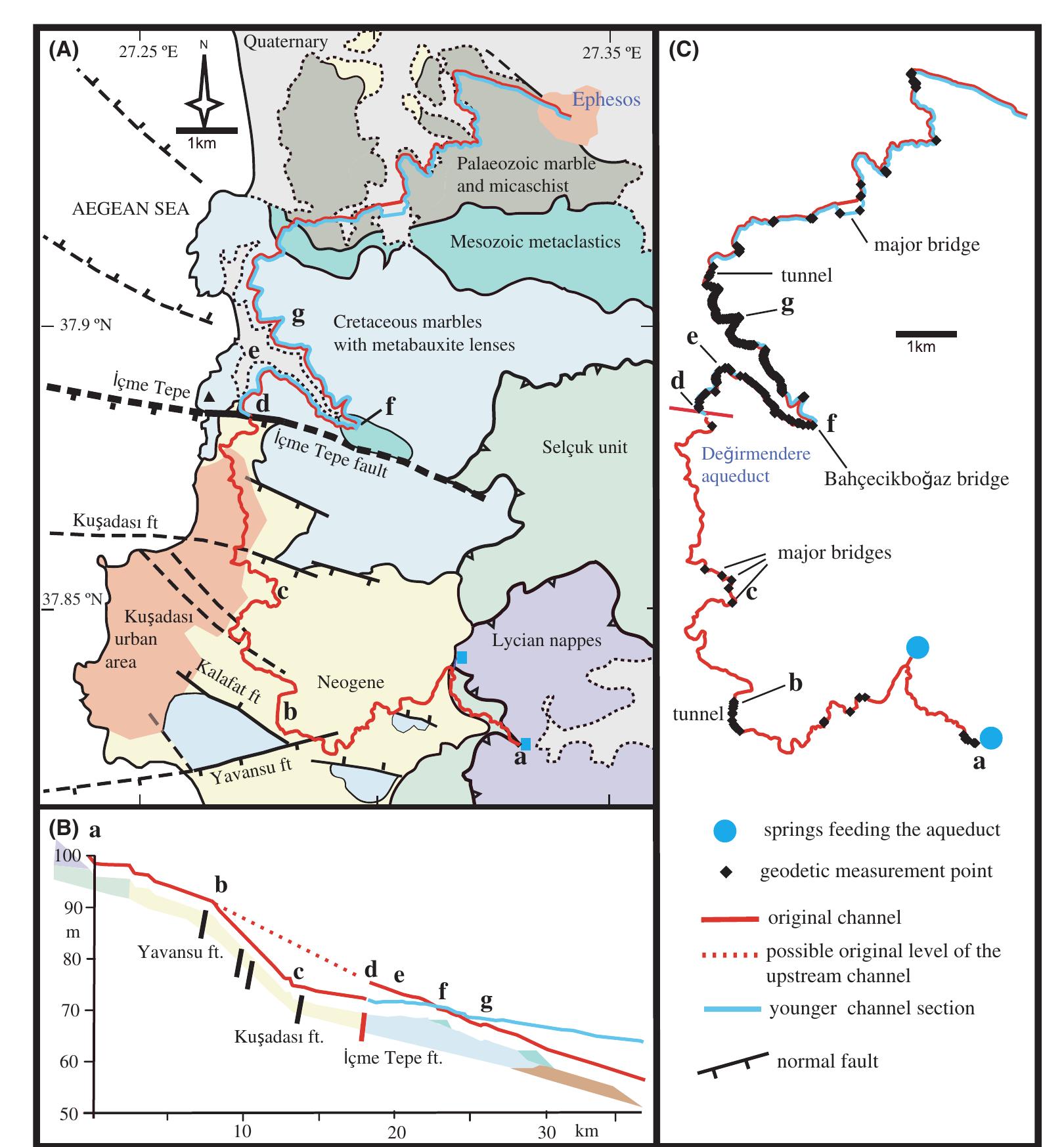 (a) simplified geological map of the area between kusadasi