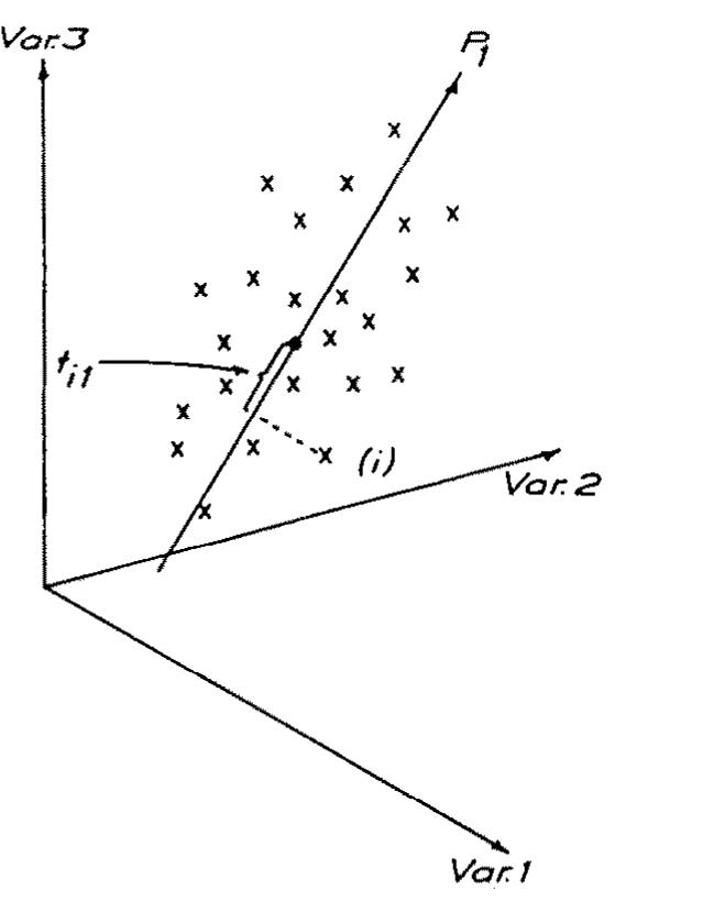 A data matrix x is represented as a swarm with n points in a