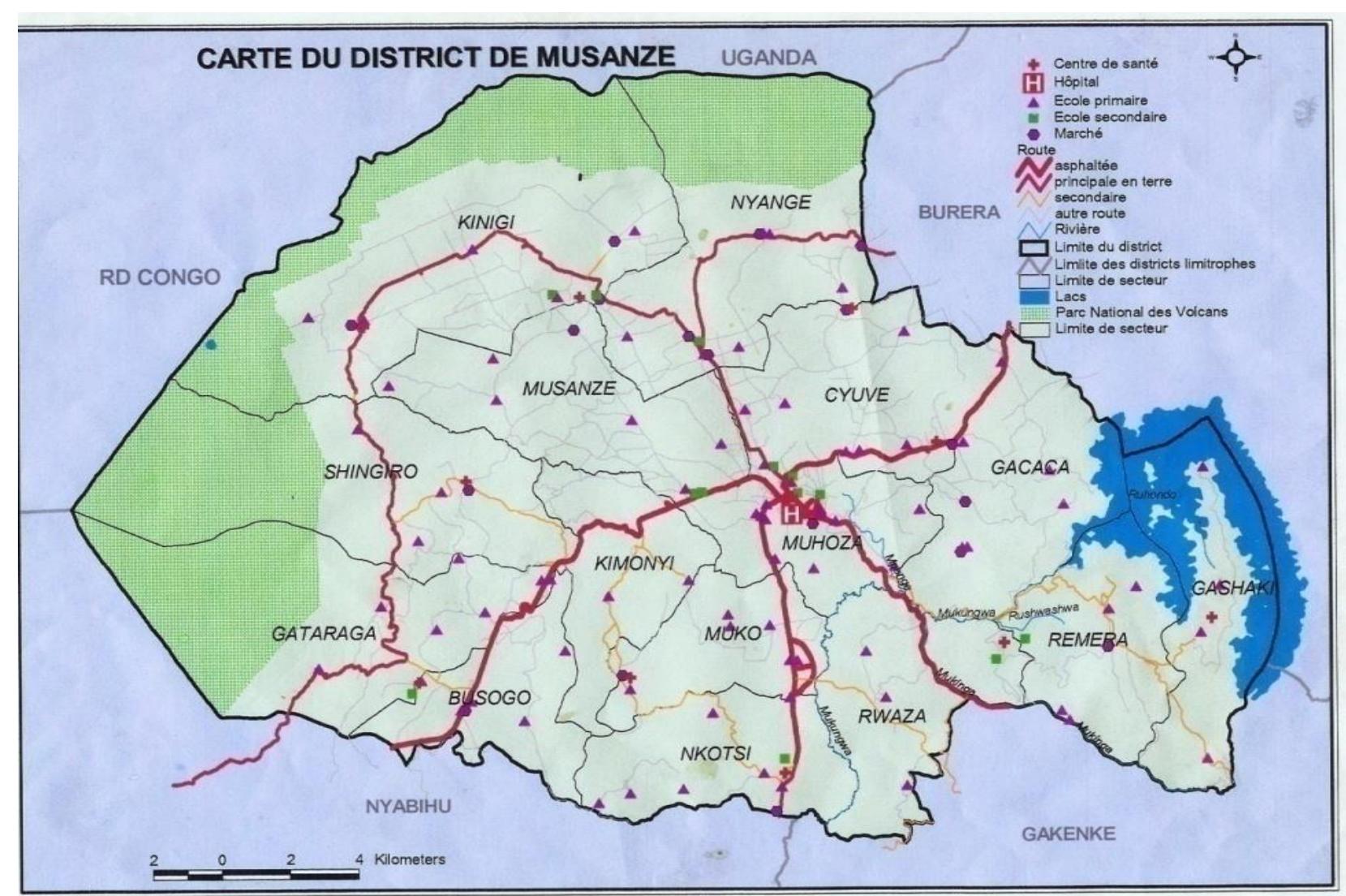 Administration map of musanze district