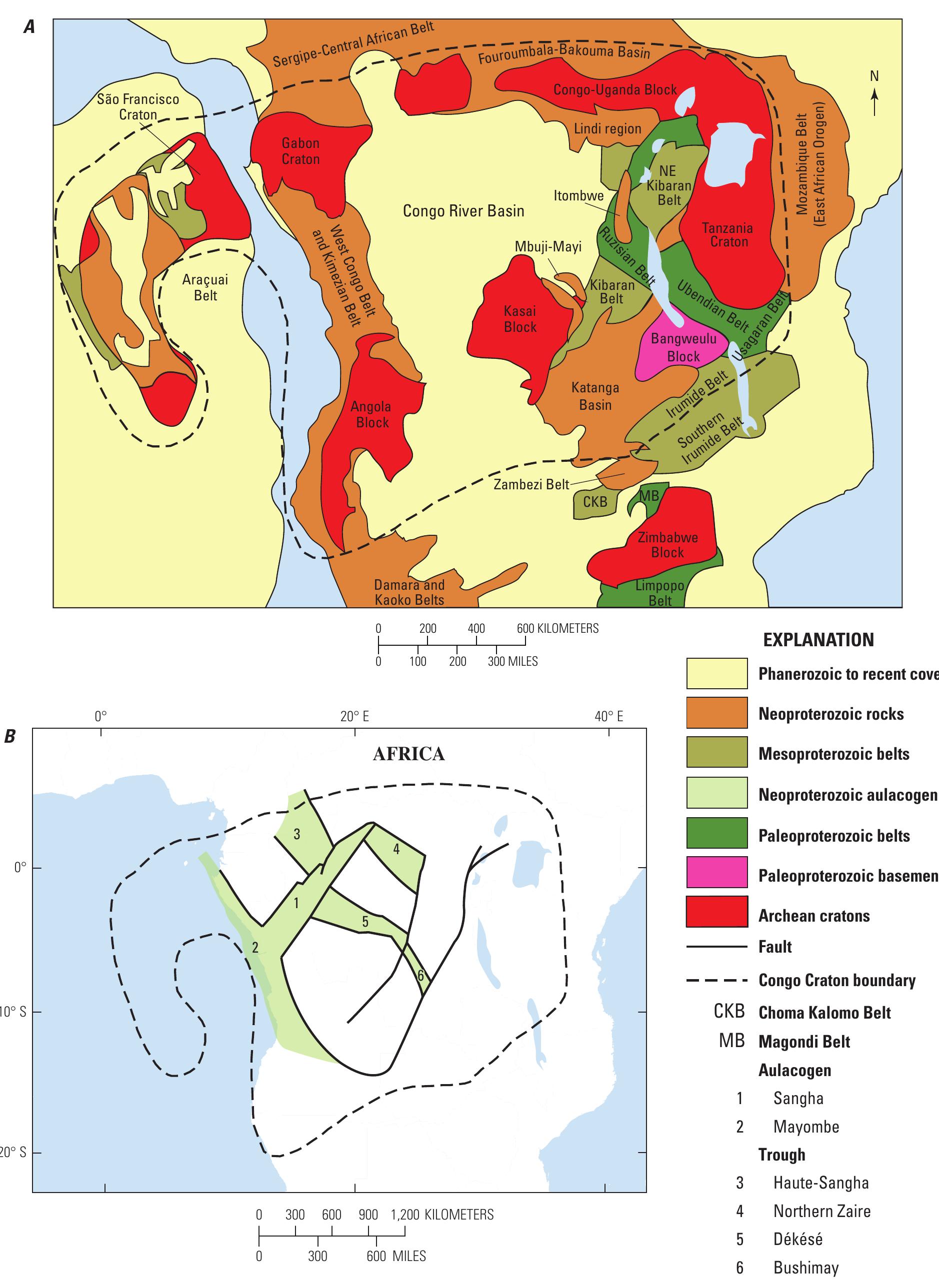Simplified geologic map of the congo craton, showing the