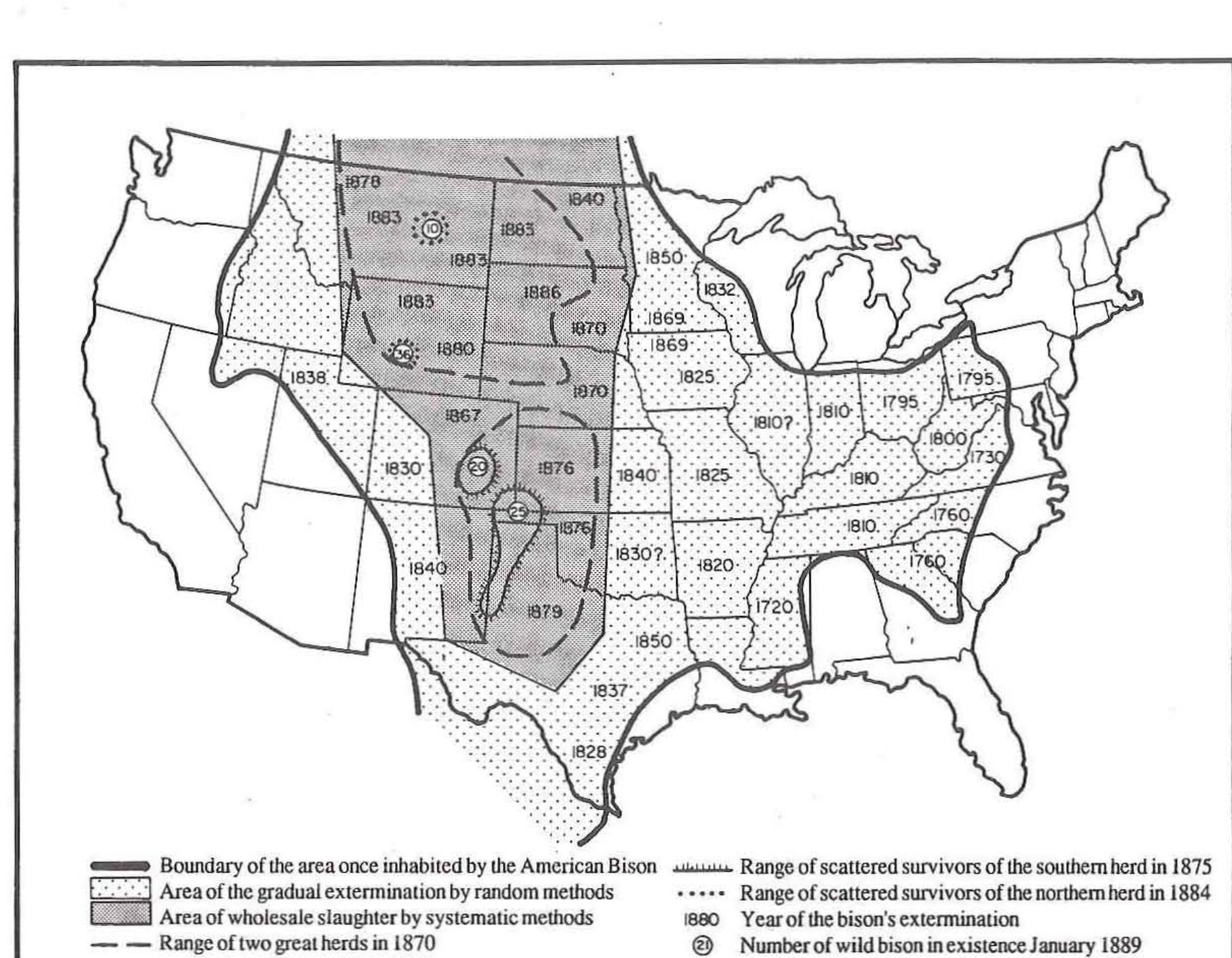 Historic range of the american bison; adapted from hornaday