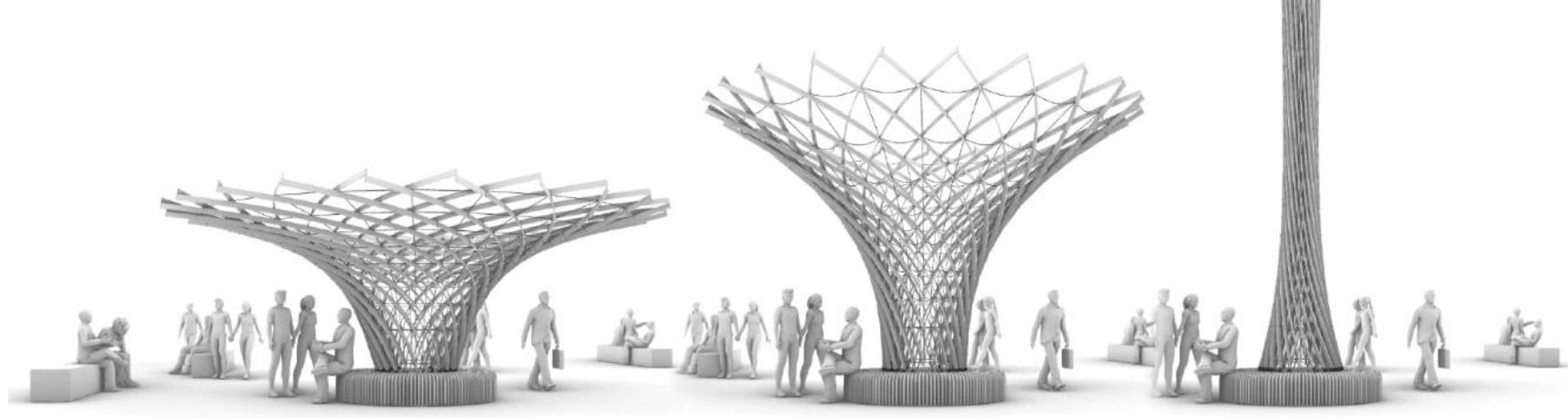 Visualization of the kinetic umbrella conceptual design at