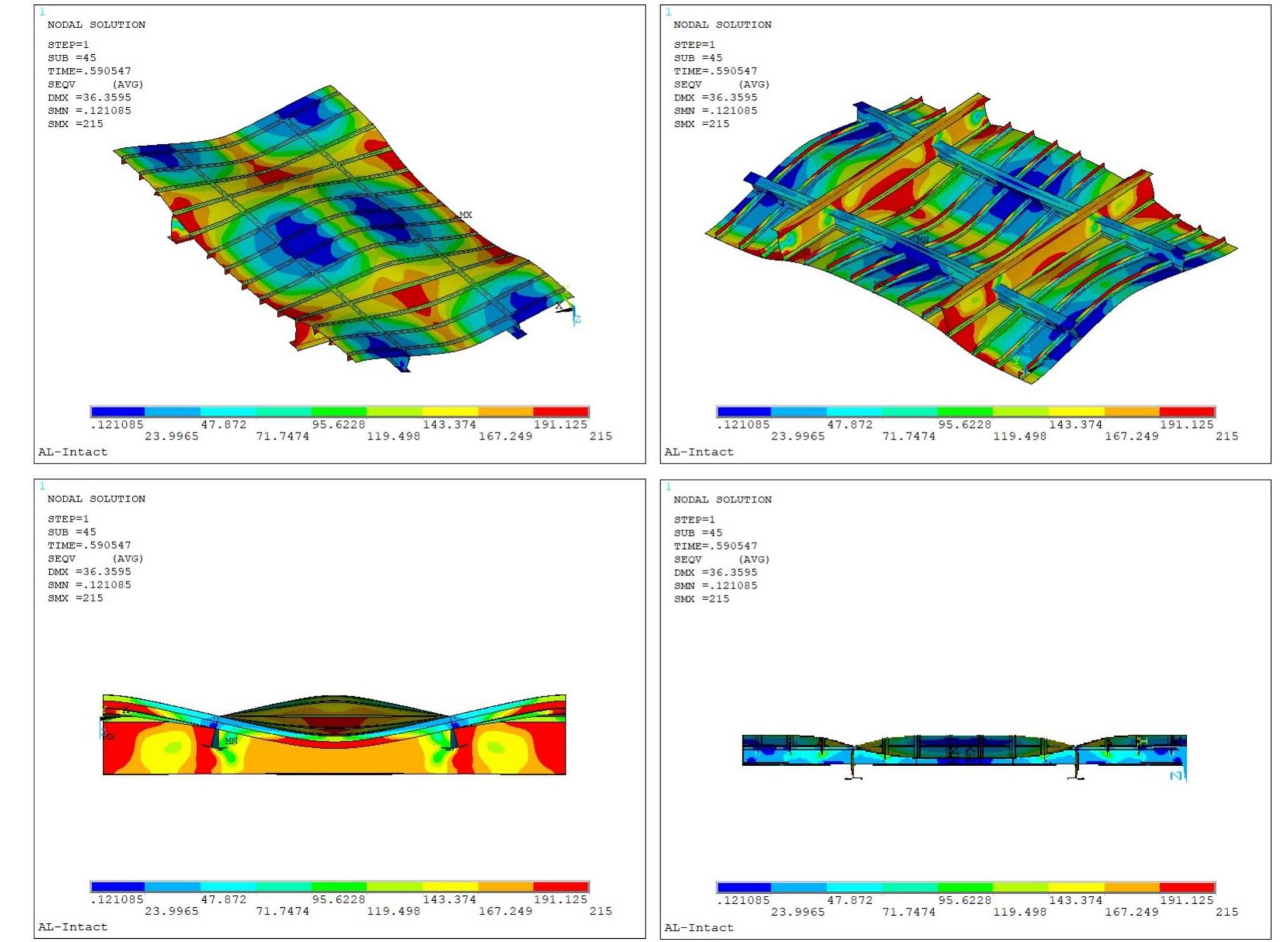 Failure mode and equivalent stress distribution at the