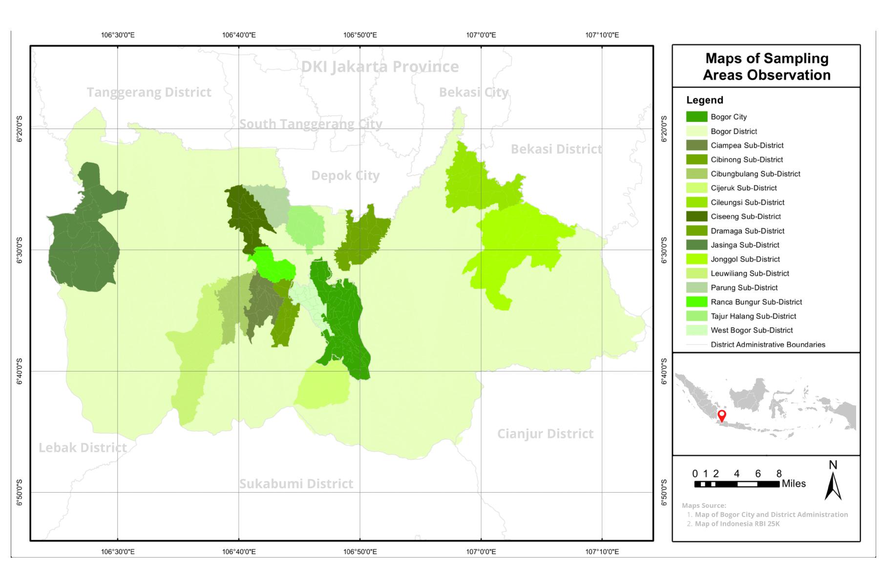 Maps of bogor location as sampling areas observation.