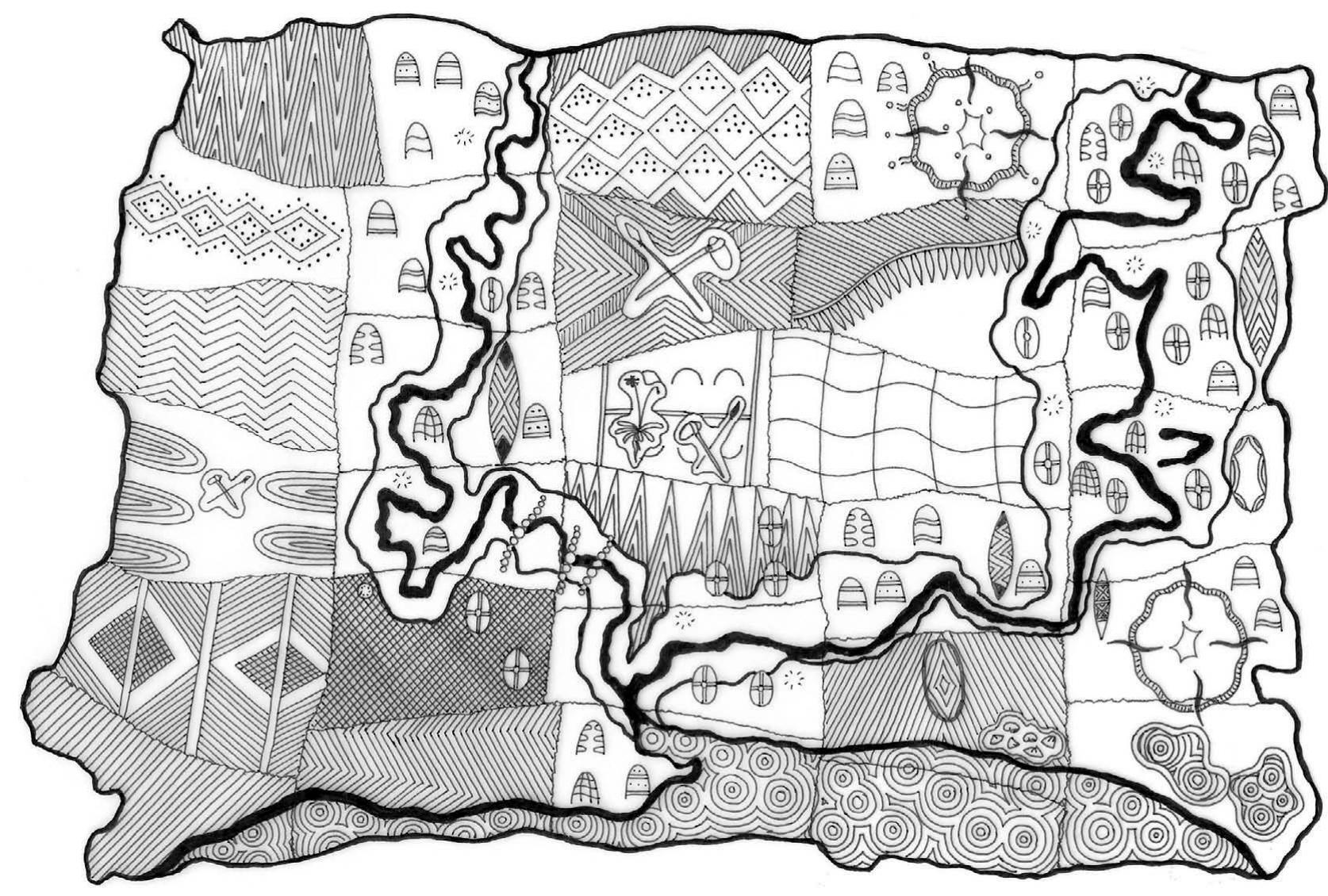 1 cultural map of narrm on a walert-gurn: possum skin cloak.