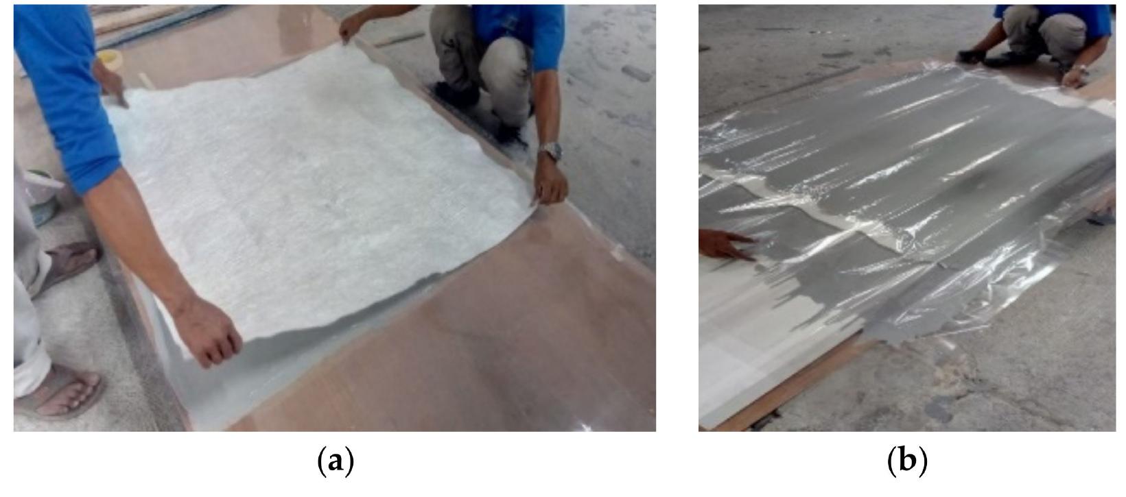 (a,b) layering and molding of a gfrp composite roof. the