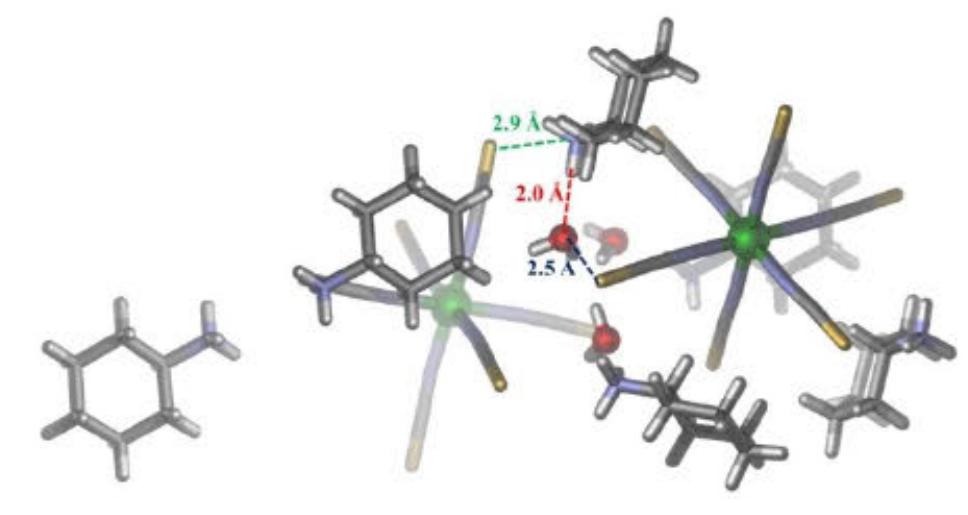 Crystal structure, showing bonding; sulfur disorder was