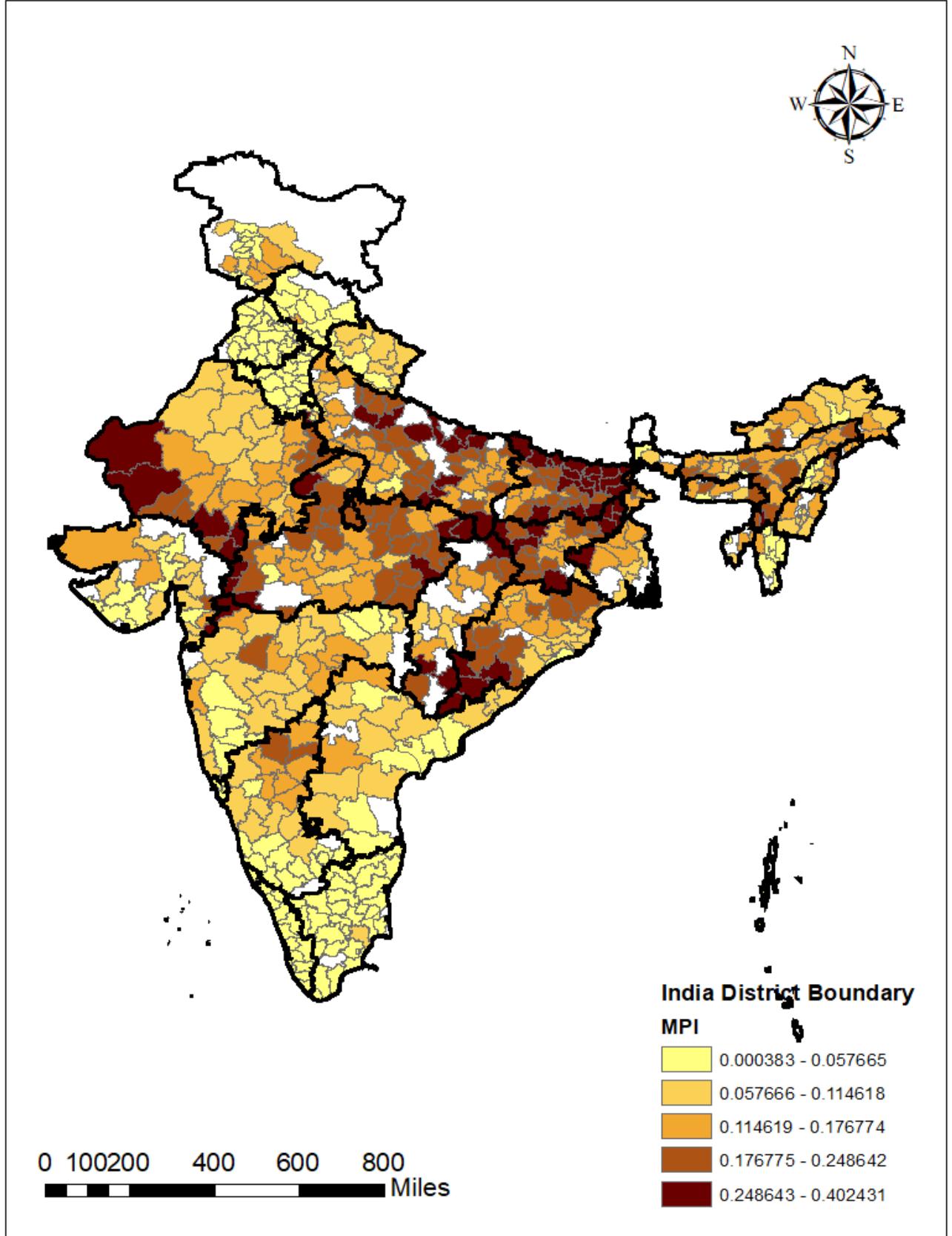 Map 1. district wise multidimensional poverty index