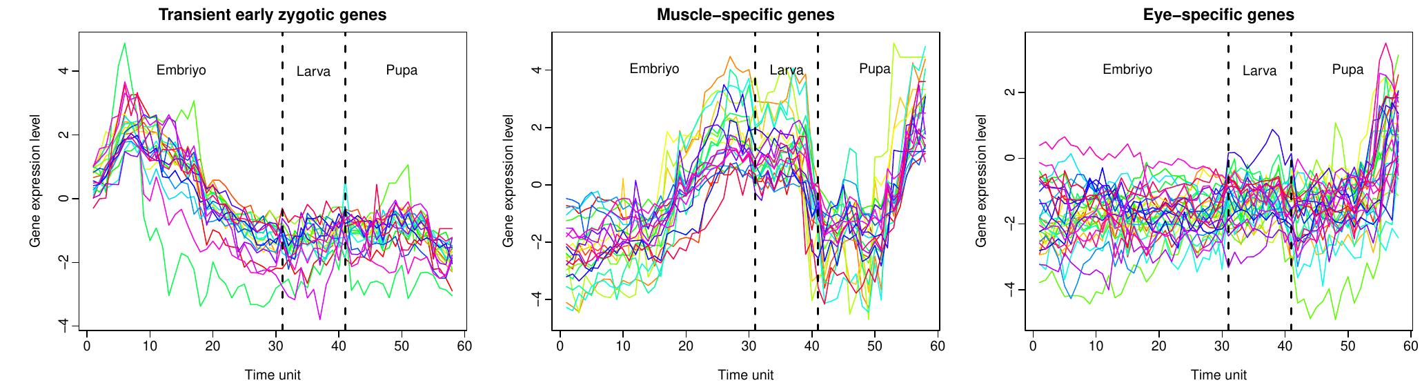 Graphical displays of the gene expression profiles for all