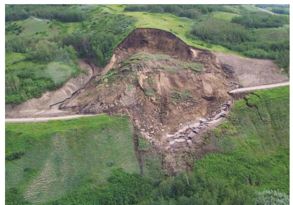 Translational landslide, beatton river valley, british
