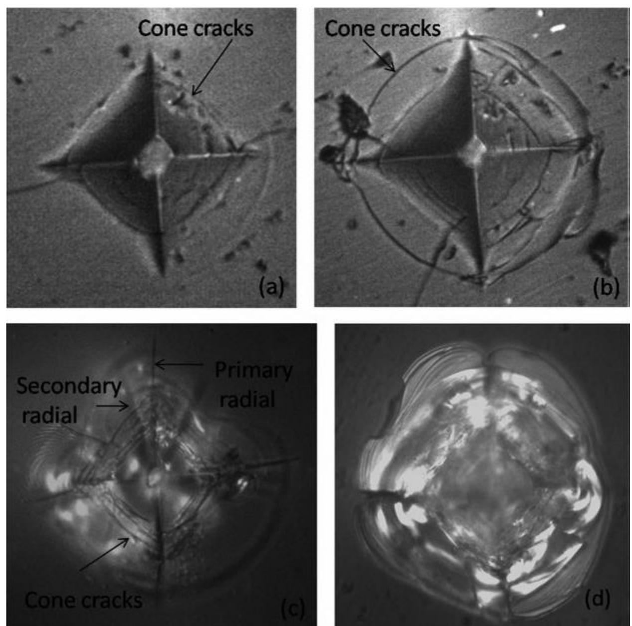 Optical micrograph of crack profiles of spark plasma