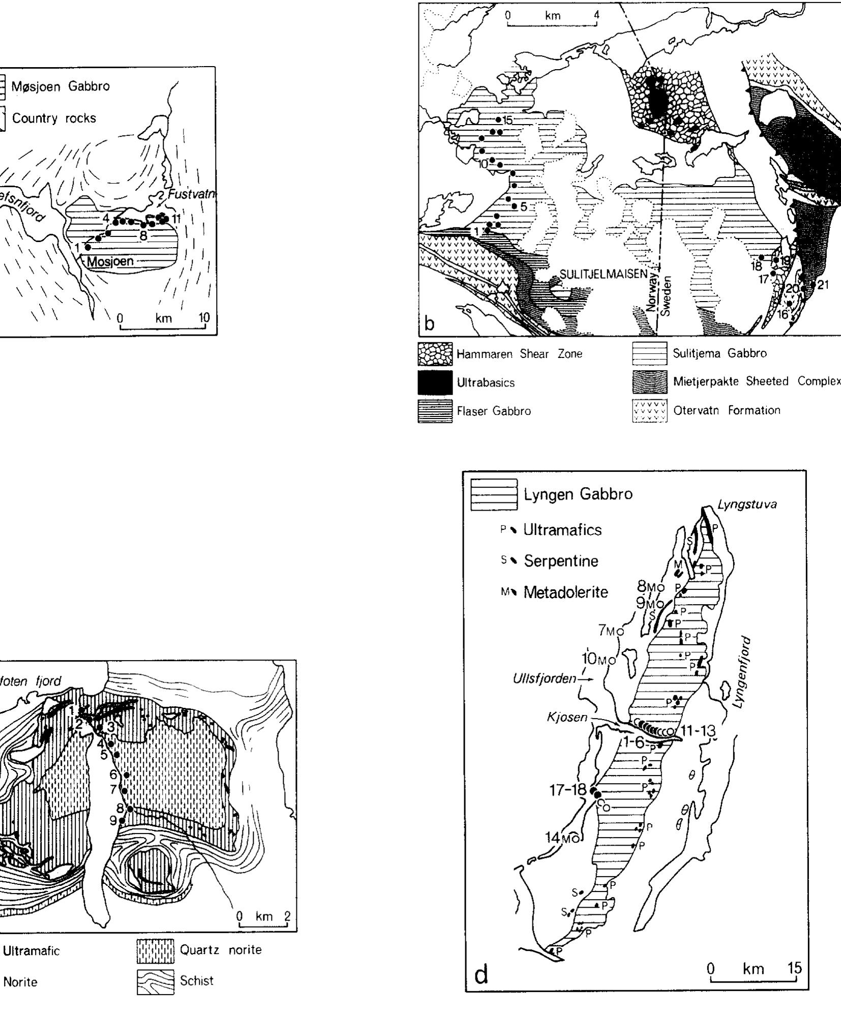Simplified geological maps (with the locations of