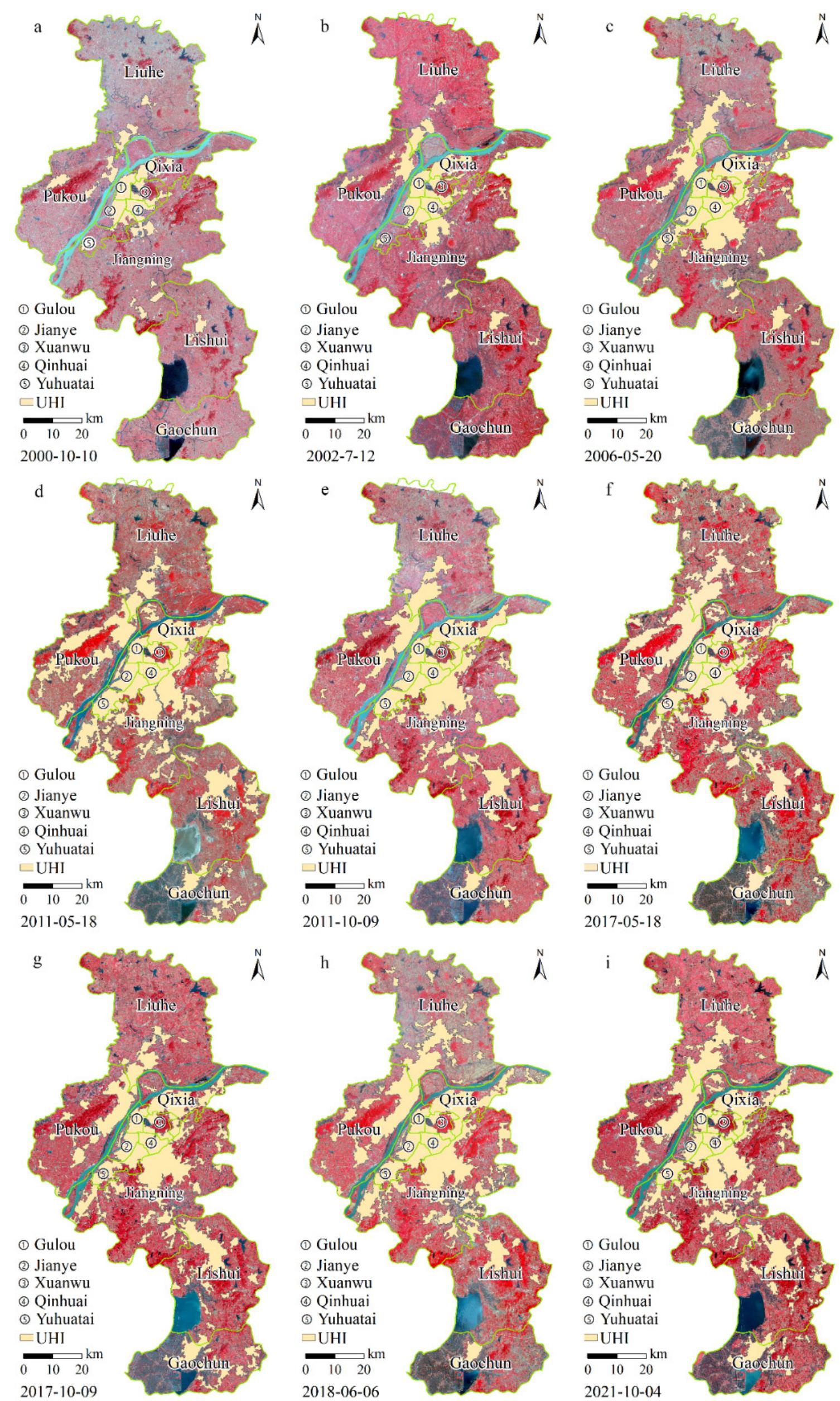 Map of urban heat island (uhi) distribution. the uhi
