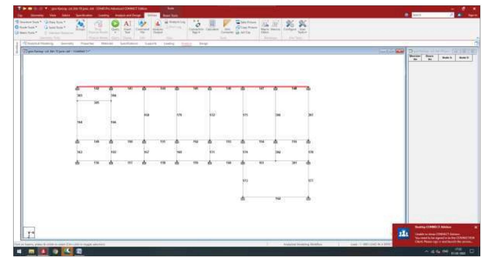 Shows the first floor beams 142 to 148 from left end to