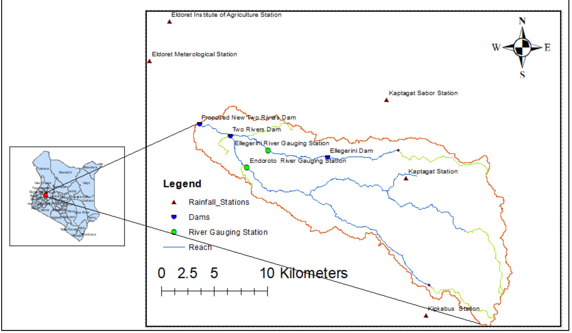 Map of the two rivers’ dam catchment swat model description