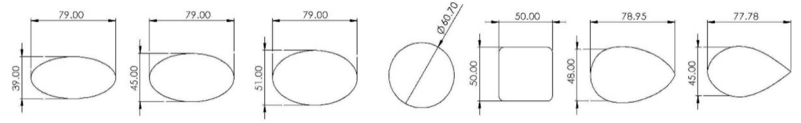 Down tube cross-sections from left to right: oval 39 x 79,