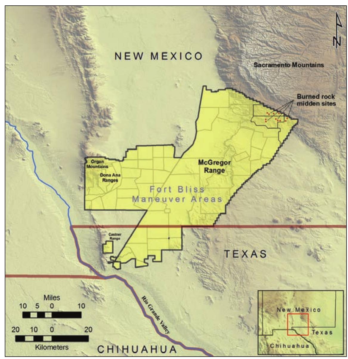 1. location of burned rock midden excavations in the