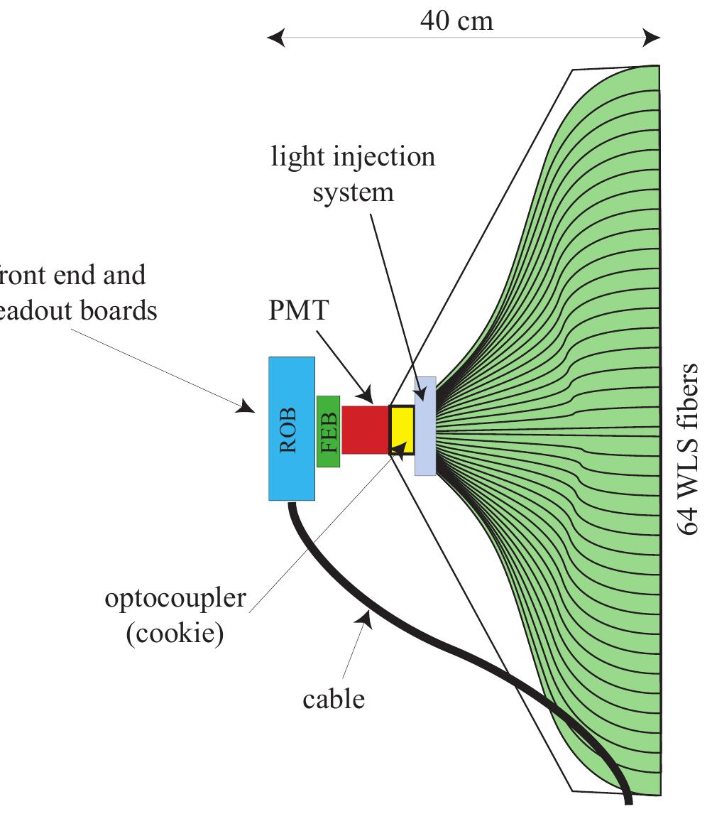 Schematic view of an end-cap of a scintillator strip module.