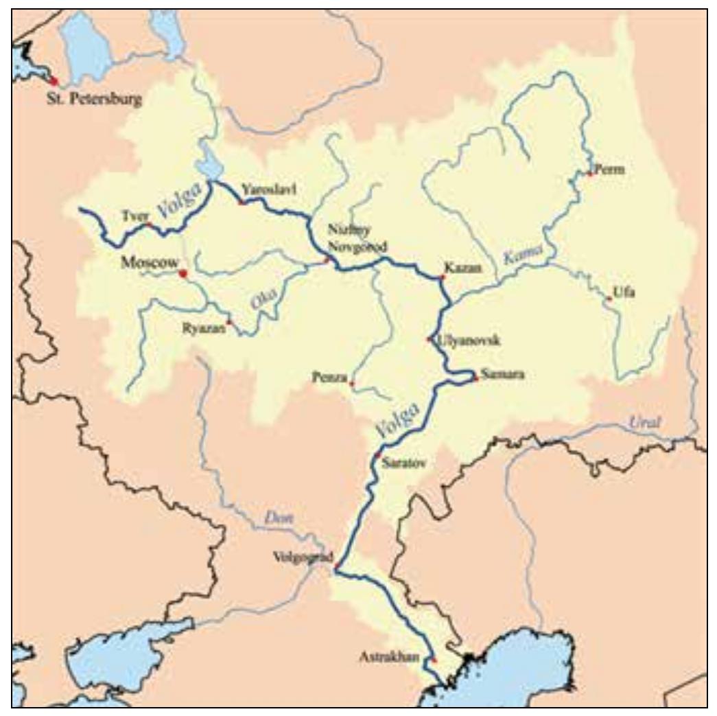 |. map of the volga river. karl musser, wikipedia, creative